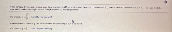 Solved Abox contains three cards. On one card there is a | Chegg.com