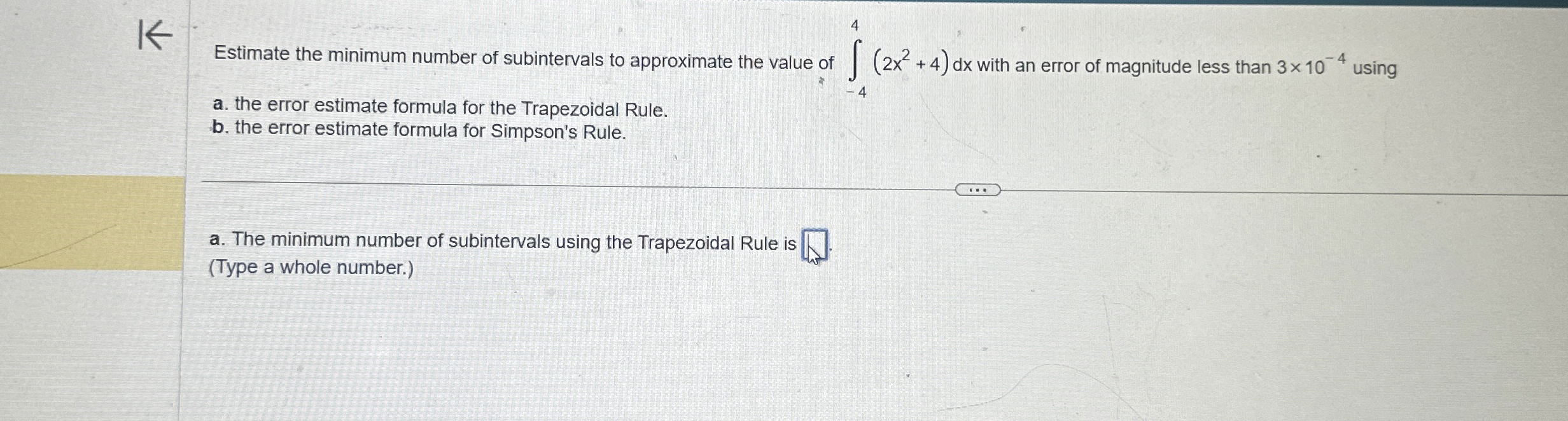 Solved Estimate the minimum number of subintervals to | Chegg.com