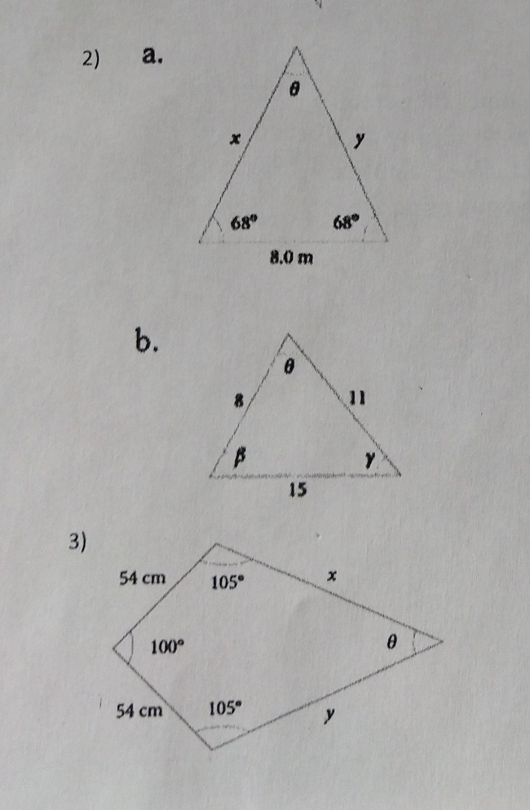 Solved completely solve the following triangles. Display | Chegg.com