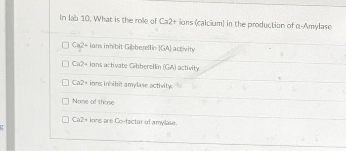 Solved In lab 10. What is the role of Ca2+ ions (calcium) in | Chegg.com