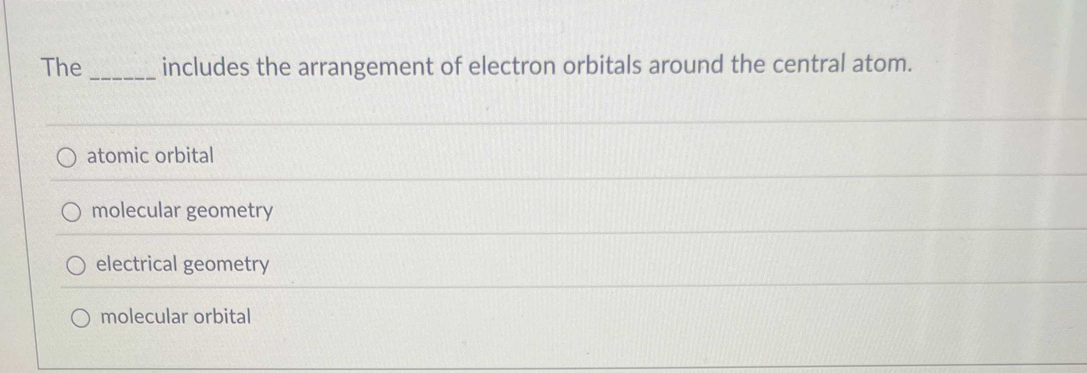 Solved The ﻿includes the arrangement of electron orbitals | Chegg.com