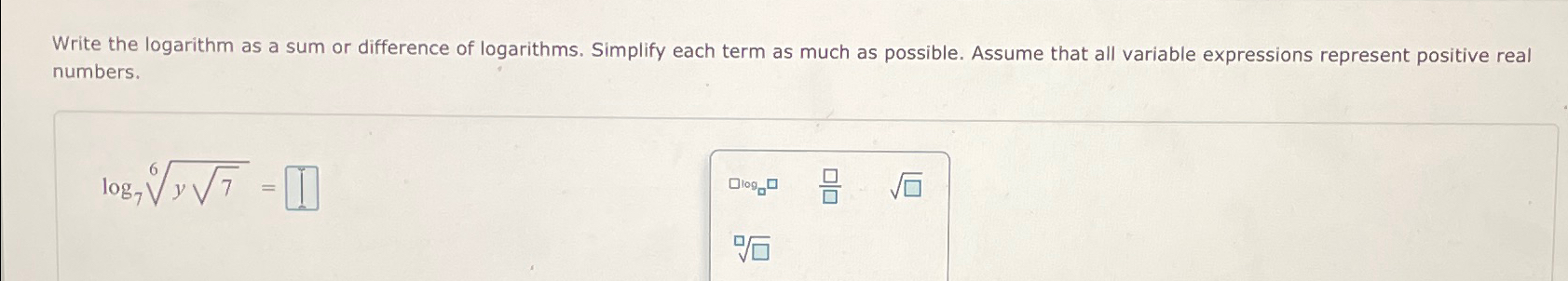 Solved Write the logarithm as a sum or difference of | Chegg.com