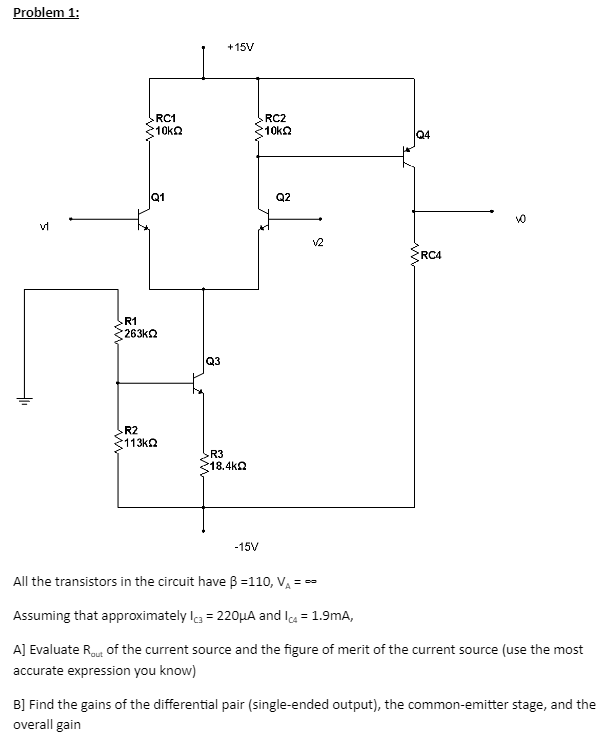 Problem 1:All the transistors in the circuit have | Chegg.com