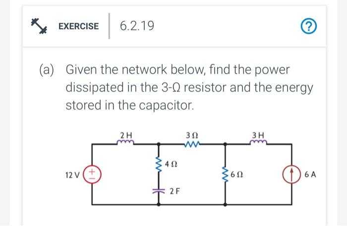 Solved a) Given the network below, find the power dissipated | Chegg.com
