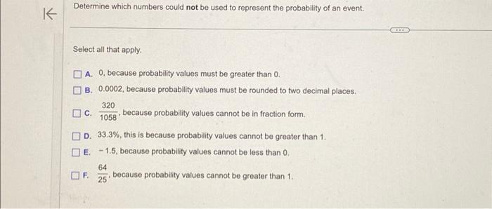 Solved K Determine which numbers could not be used to | Chegg.com