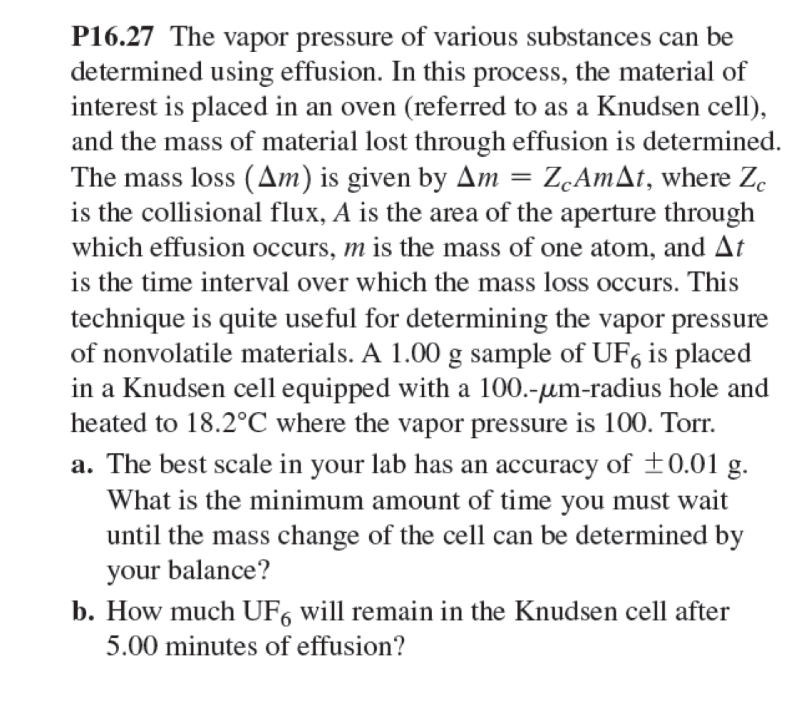 Solved P16.27 ﻿The vapor pressure of various substances can | Chegg.com