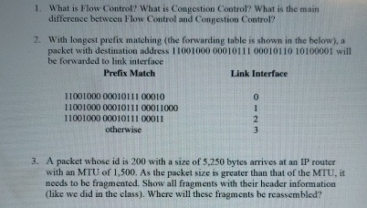 Solved What is Flow Control? What is Congestion Control? | Chegg.com