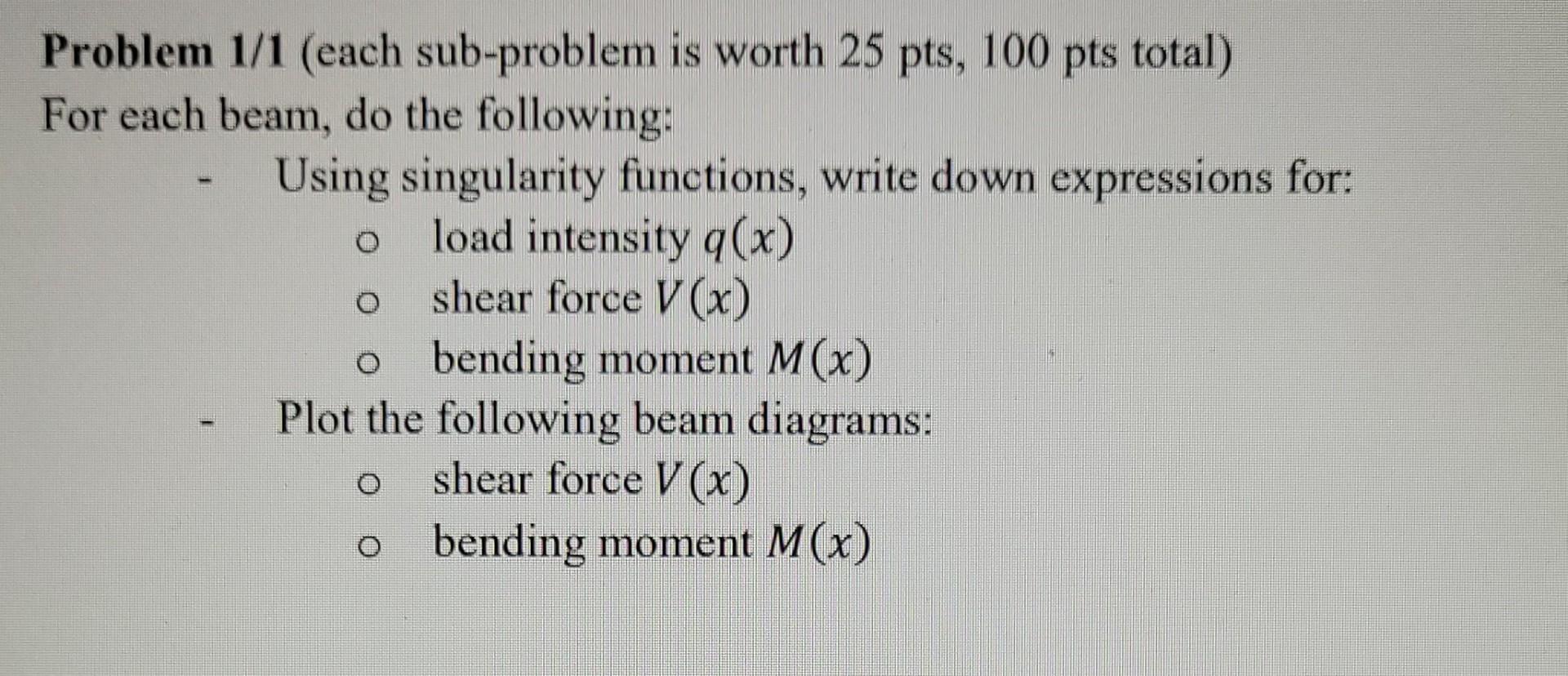 Solved Problem 1/1 (each sub-problem is worth 25pts,100pts | Chegg.com
