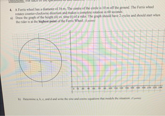 Solved Direct 4. A Ferris wheel has a diameter of 16 m. The | Chegg.com