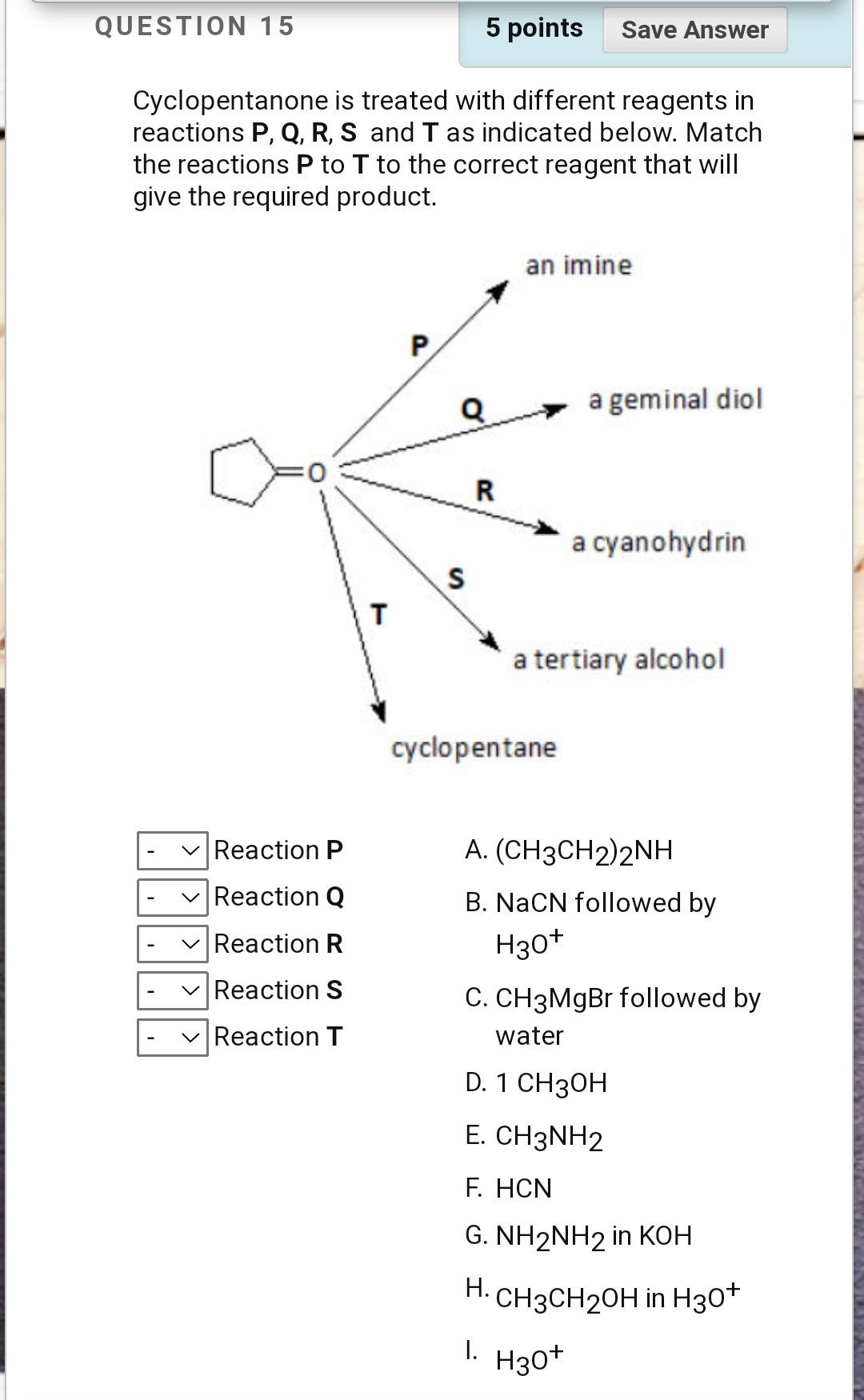 Solved QUESTION 15 5 points Save Answer Cyclopentanone is | Chegg.com