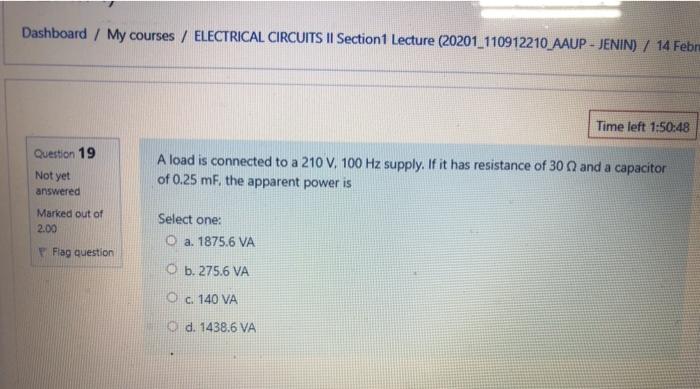 Solved Dashboard / My courses / ELECTRICAL CIRCUITS II | Chegg.com