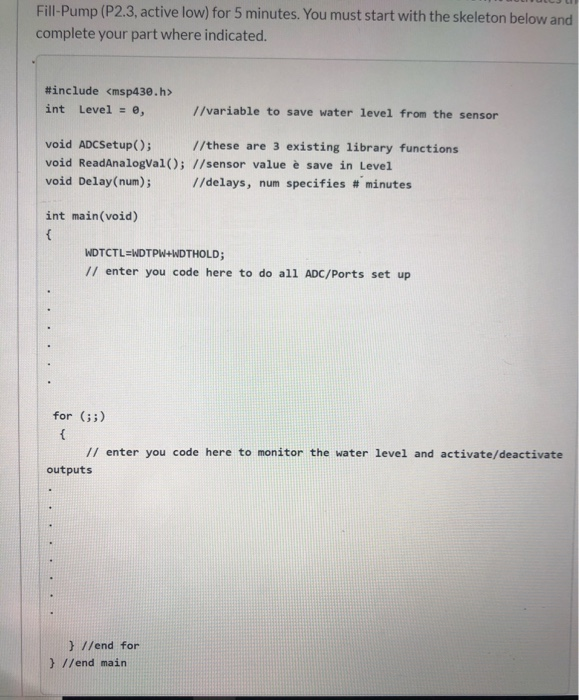 Q3 Write An Msp430 C Language Main Program Which