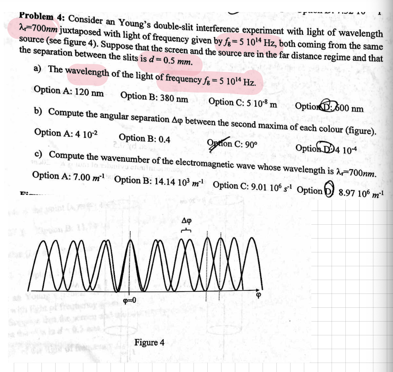 Problem 4: Consider an Young's double-slit | Chegg.com