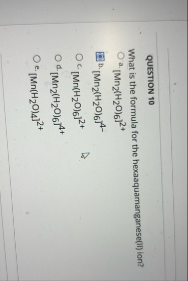 Solved QUESTION 10What is the formula for the | Chegg.com