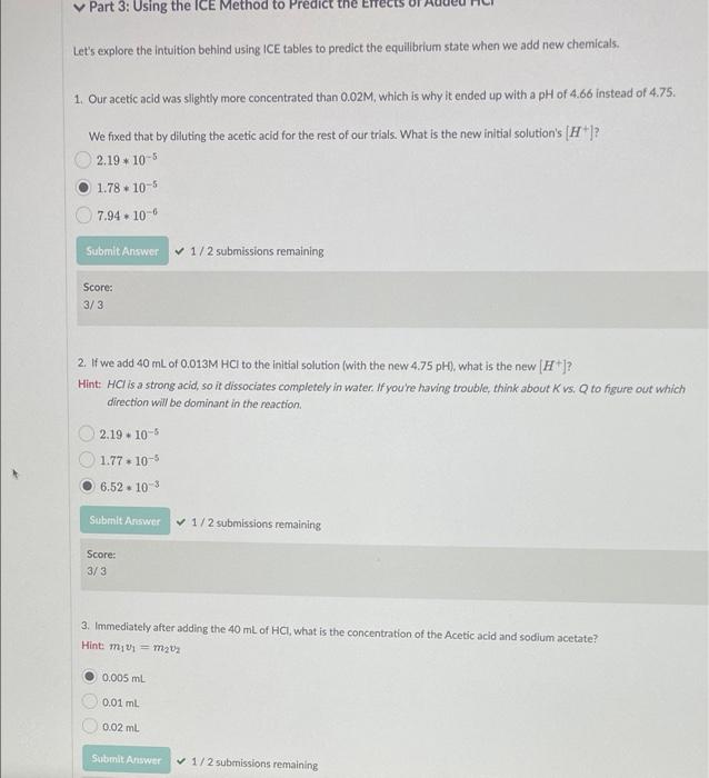 Solved Part 3: Using the ICE Method to Predict the Let's | Chegg.com