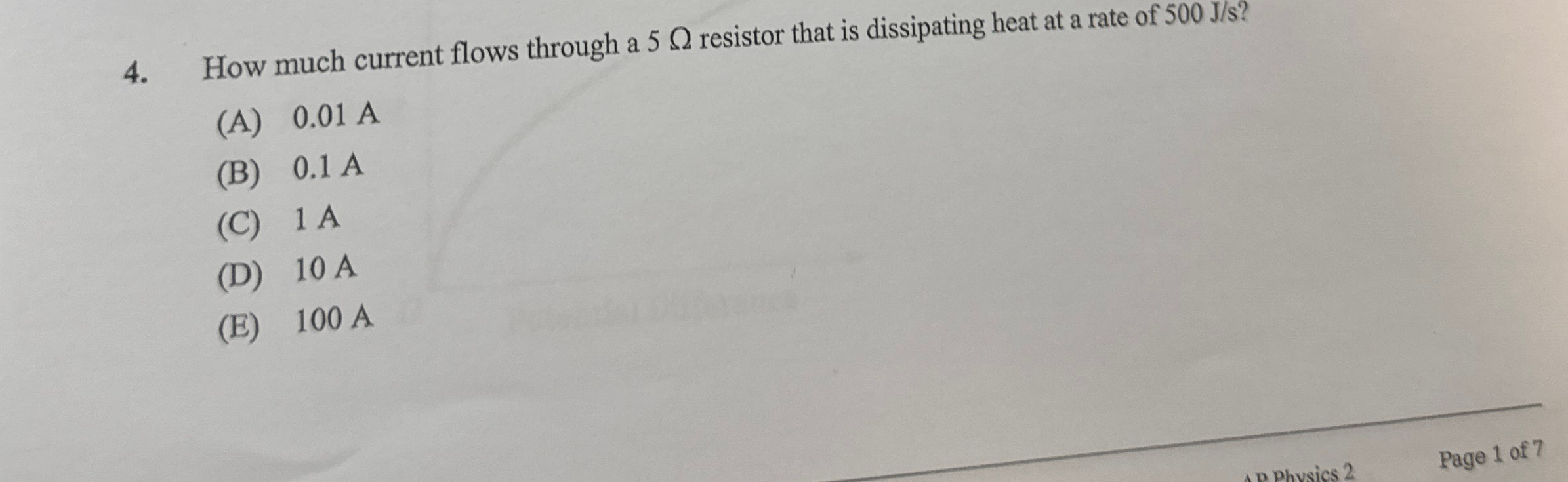 Solved How much current flows through a 5Ω ﻿resistor that is | Chegg.com