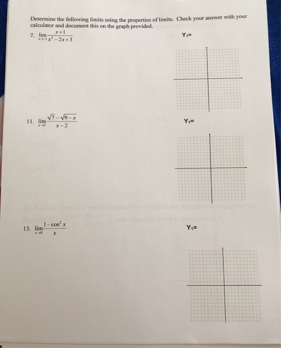 Solved Determine the following limits using the properties | Chegg.com