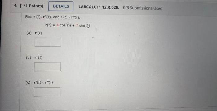 Solved Find r′(t),r′′(t), and r′(t)⋅r′′(t). | Chegg.com