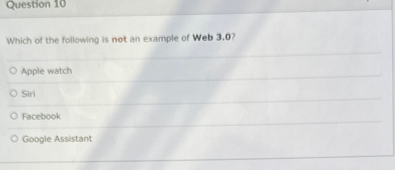 Solved Question 10Which of the following is not an example | Chegg.com