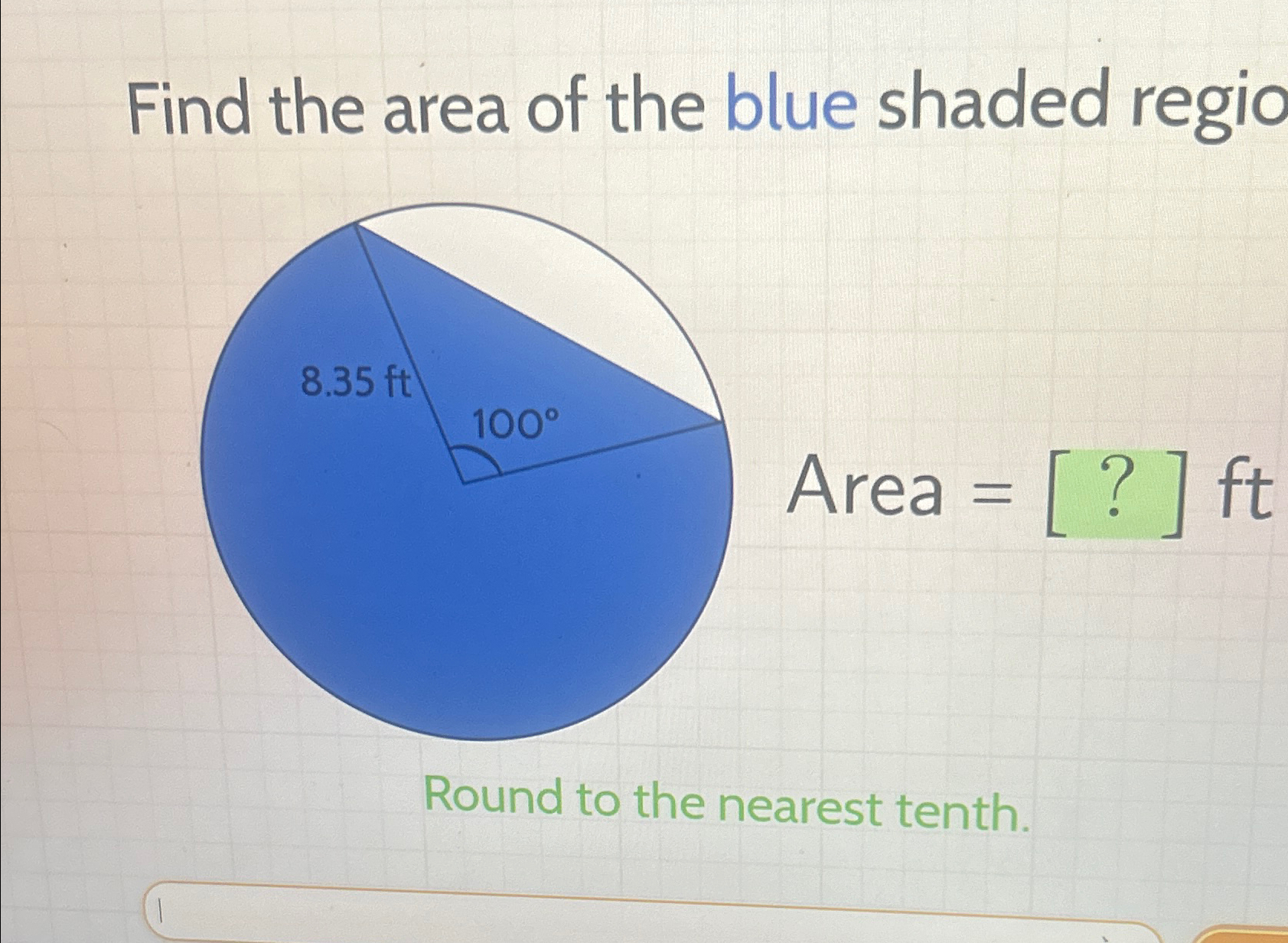 Solved Find the area of the blue shaded regioRound to the | Chegg.com