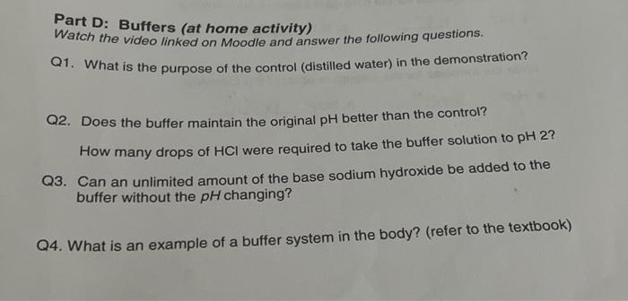 Solved Part D: Buffers (at home activity) Watch the video | Chegg.com