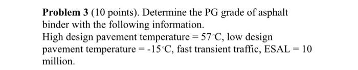 Solved Problem 3 ( 10 points). Determine the PG grade of | Chegg.com