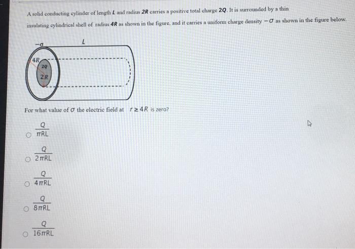 Solved A solid conducting cylinder of length L and radius 2R | Chegg.com
