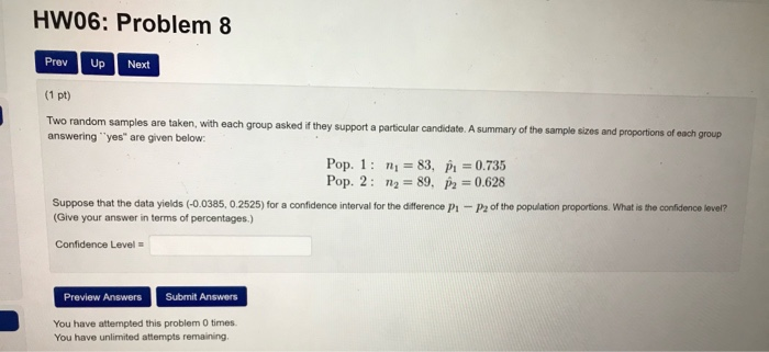 Solved HW06: Problem 6 Prov Up Next (1 pt) Find the size of | Chegg.com