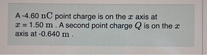 Solved A −4.60nC point charge is on the x axis at x=1.50 m. | Chegg.com