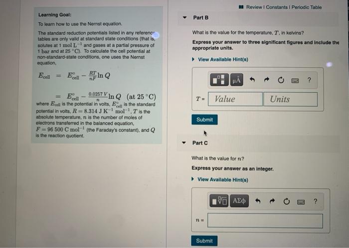 Solved Review Constants 1 Periodic Table Learning Goal: To | Chegg.com