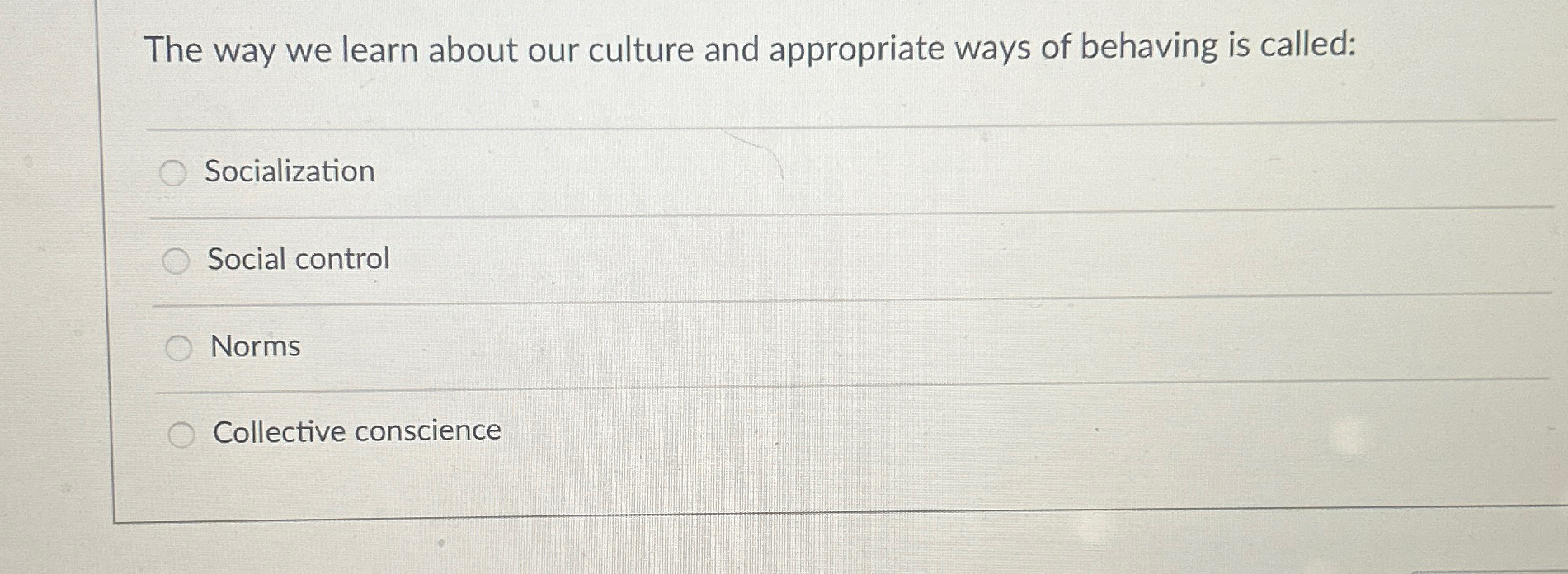 Solved The way we learn about our culture and appropriate | Chegg.com