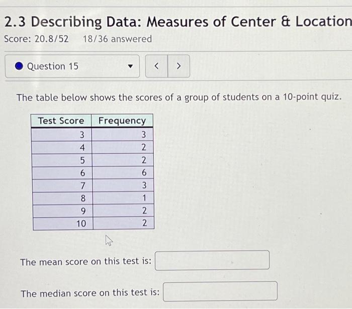 Solved 2.3 Describing Data: Measures of Center & Location | Chegg.com