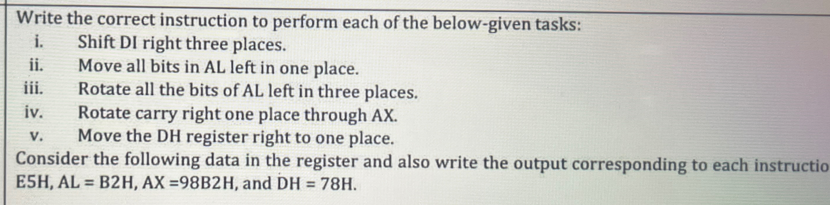 Solved Write the correct instruction to perform each of the | Chegg.com