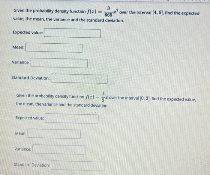 Solved 3 Given the probability density function f(x) -12 | Chegg.com
