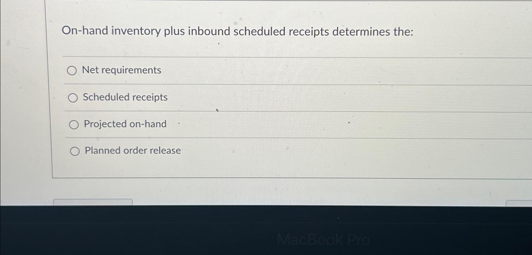 Solved On-hand inventory plus inbound scheduled receipts | Chegg.com