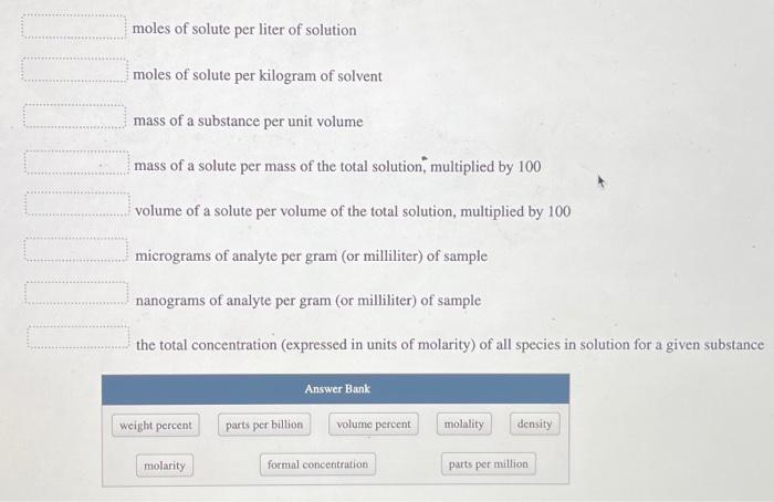 Solved moles of solute per liter of solution moles of solute | Chegg.com