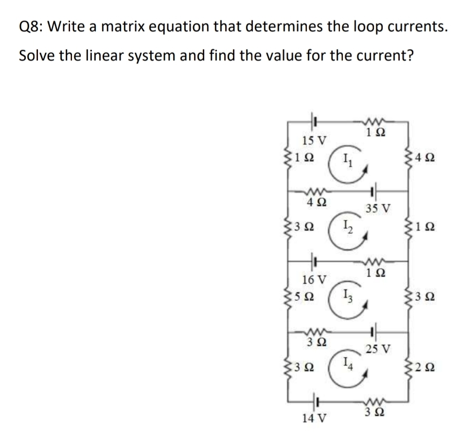 Solved Q8: Write a matrix equation that determines the loop | Chegg.com
