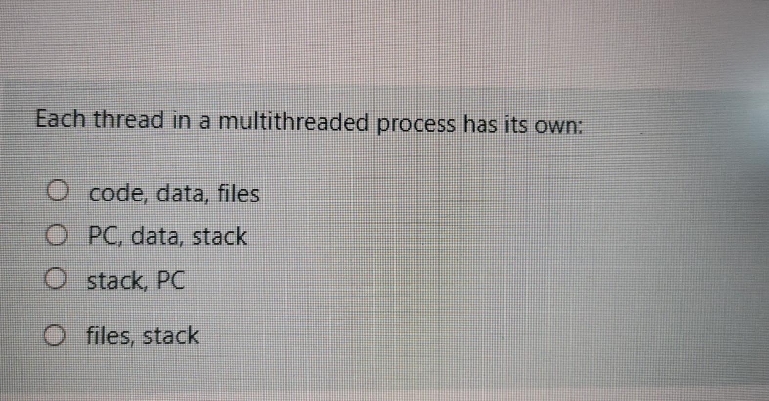 Solved Each thread in a multithreaded process has its own: o | Chegg.com