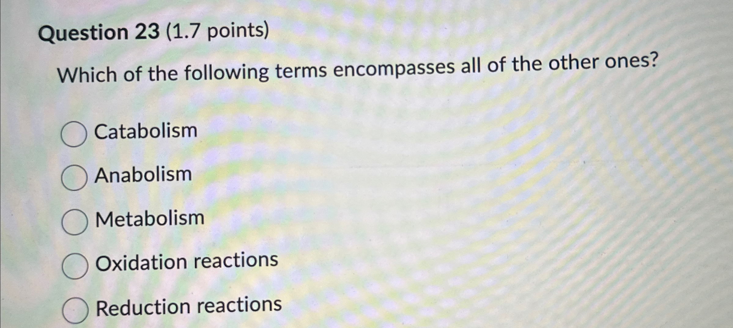 Solved Question 23 (1.7 ﻿points)Which of the following terms | Chegg.com