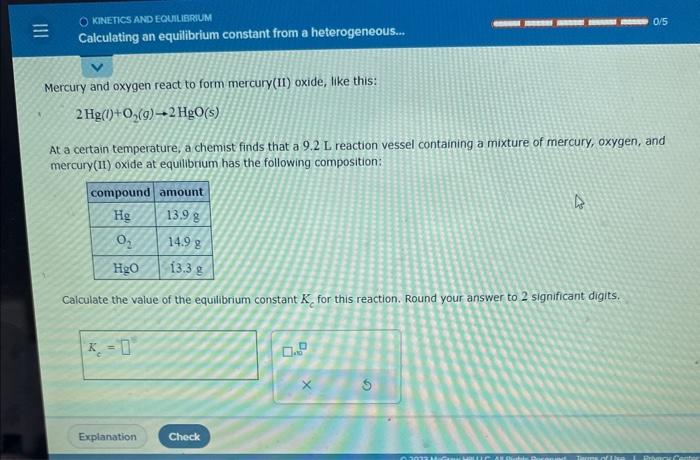 Solved Mercury and oxygen react to form mercury(II) oxide, | Chegg.com