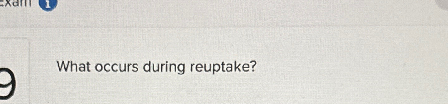 Solved What occurs during reuptake? | Chegg.com