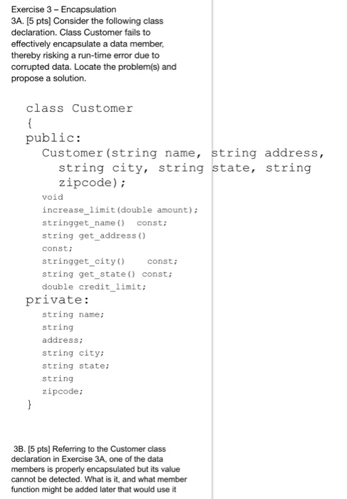 Solved Programming Exercise 1 (c++)Suppose that the Customer | Chegg.com