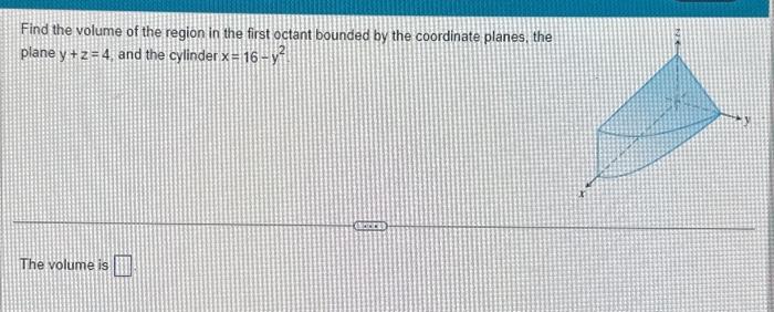 Solved Find the volume of the region in the first octant | Chegg.com