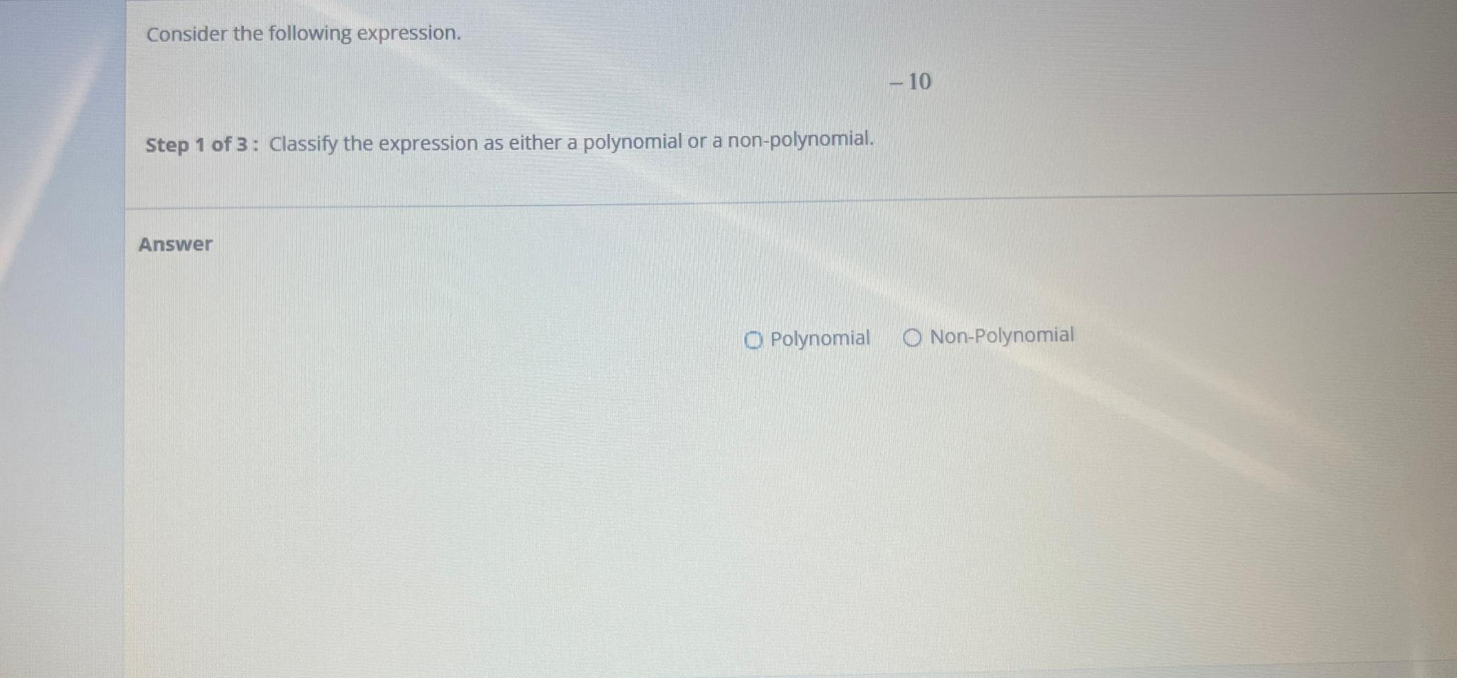 Solved Consider the following expression.-10Step 1 ﻿of 3 ﻿: | Chegg.com
