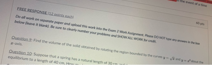 Solved the event of a time FREE RESPONSE (12 points each) Do | Chegg.com