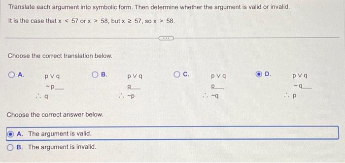Solved Translate each argument into symbolic form. Then | Chegg.com