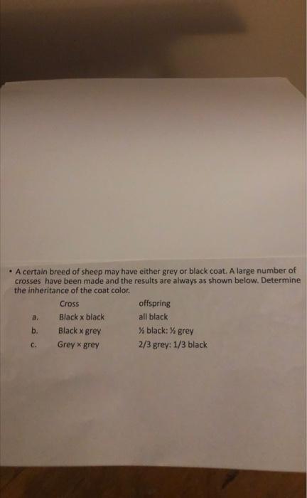 Solved - A certain breed of sheep may have either grey or | Chegg.com