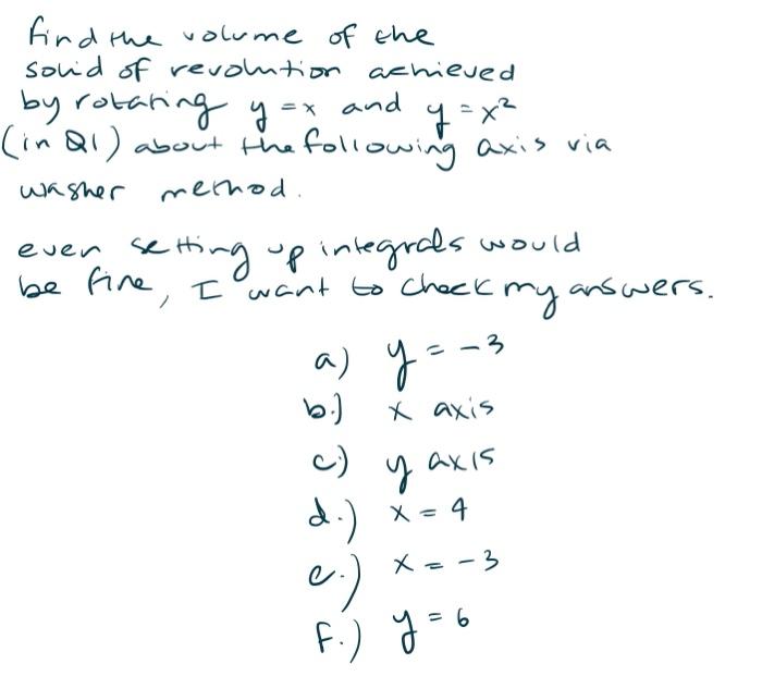 Solved revolve around axis using washer method. as much | Chegg.com