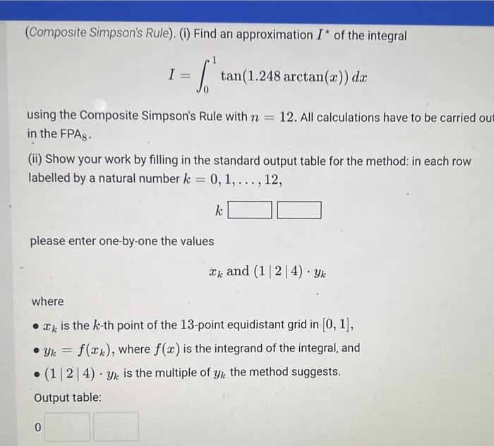 Solved (Composite Simpson's Rule). (i) Find an approximation | Chegg.com