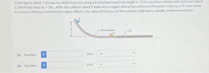 Solved In the figure, block 1 of mass m1 slides from rest | Chegg.com